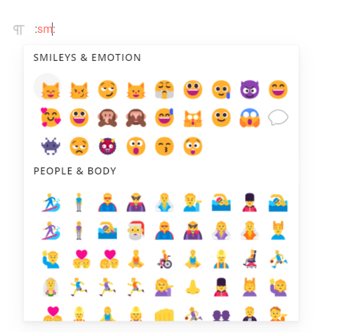 Emoji autocompletion of shortcodes `:smile:` like in Github, with pop ...
