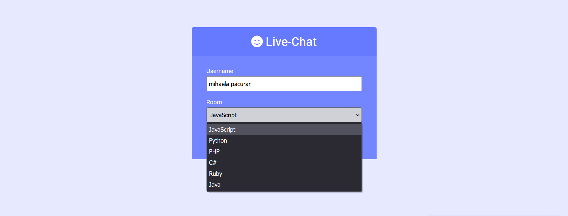 GitHub - pacurarmihaela/Live-Chat-NodeJS