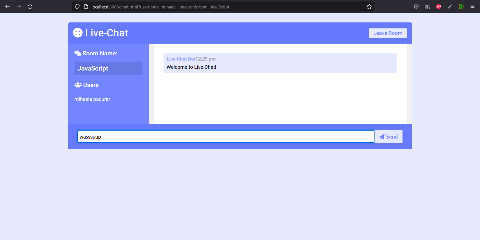 GitHub - pacurarmihaela/Live-Chat-NodeJS