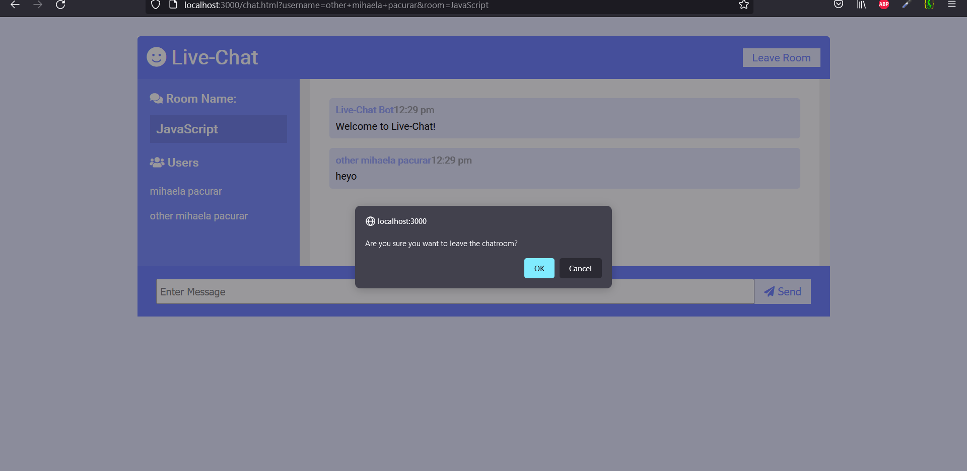 GitHub - pacurarmihaela/Live-Chat-NodeJS