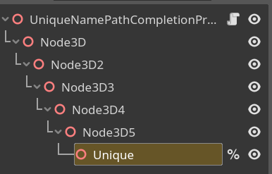 Path completion for "unique name" nodes fills in the full path rather than only the node name ...