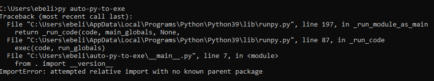 ImportError: attempted relative import with no known parent package ...