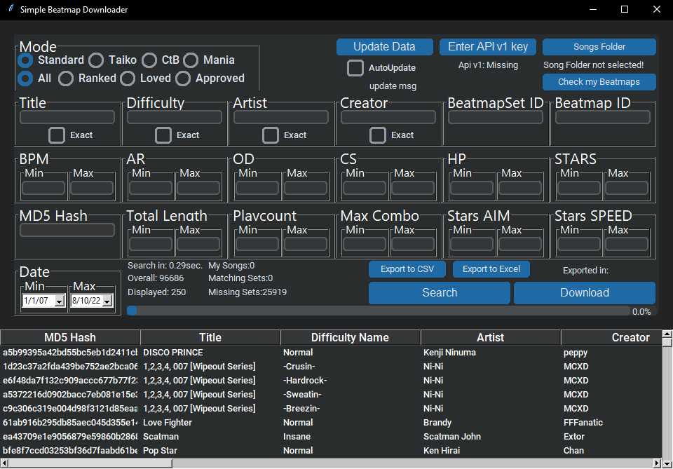 GitHub - Raregendary/Simple-Beatmap-Downloader: SBD allows for fast filtering and download of ...