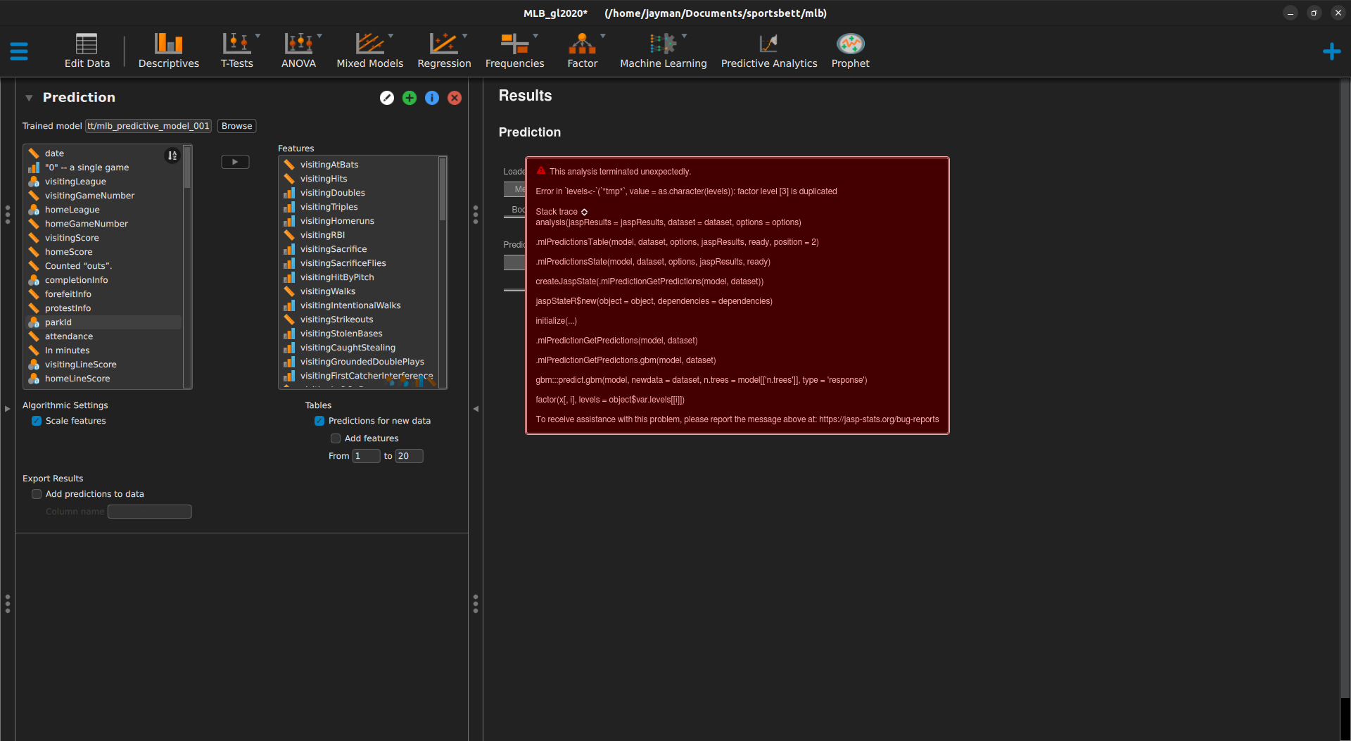 [Bug]: Prediction Error in "levels