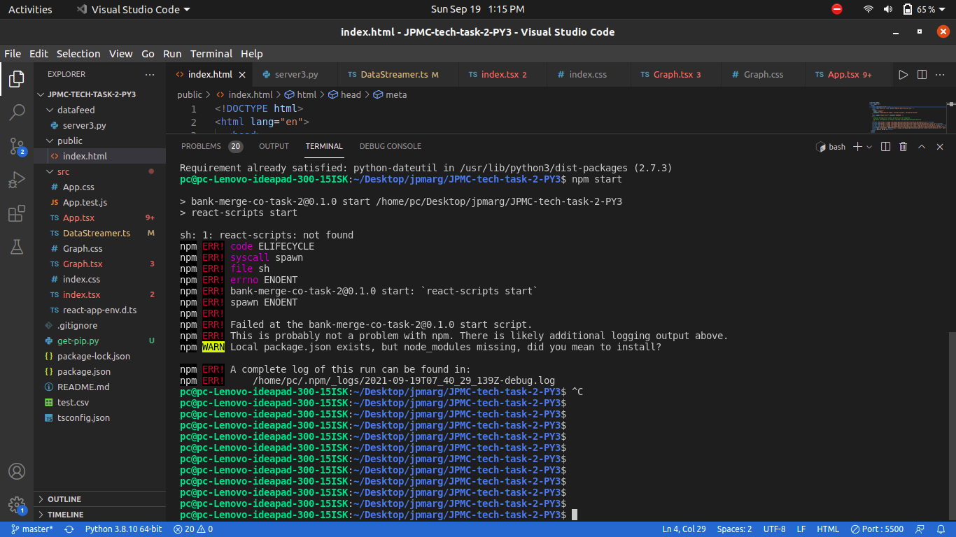 does not npm start · Issue #540 · insidesherpa/JPMC-tech-task-2-PY3 · GitHub