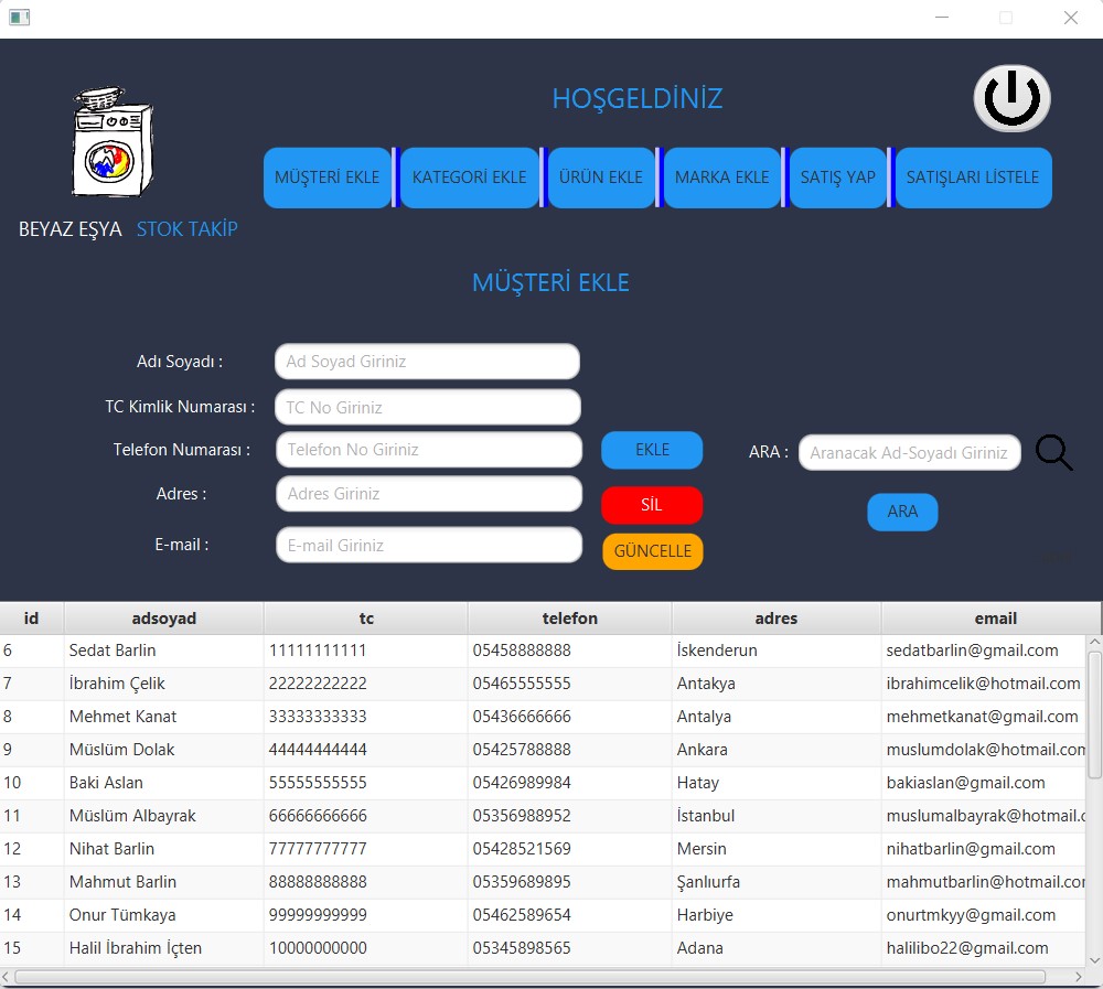 GitHub - sedatbarlin/JavaFX-Stok-Takip: JavaFX- Beyaz Eşya Stok Takip Otomasyonu