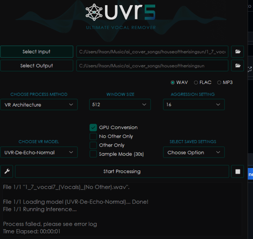 VR Architecture - Load() error when using .wav file · Issue #620 · Anjok07 ...