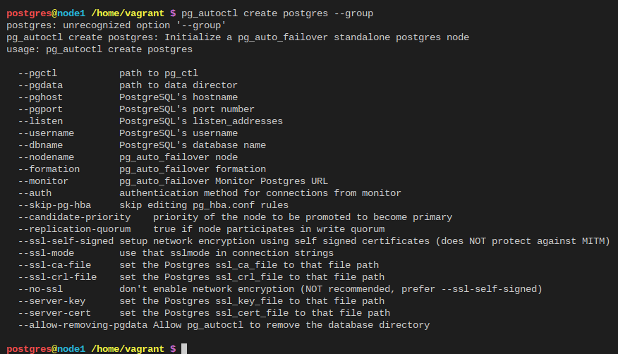 Where did the --group parameter go? · Issue #416 · hapostgres/pg_auto_failover · GitHub
