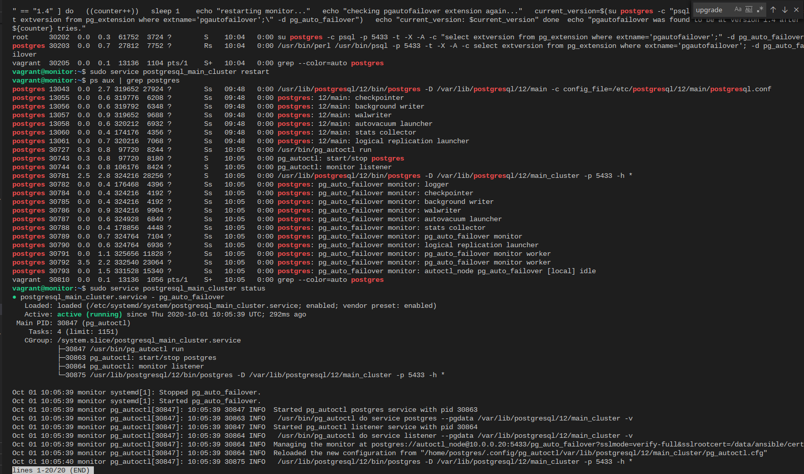 Monitor has to be restarted twice to trigger upgrade from 1.3 to 1.4 · Issue #434 · hapostgres ...