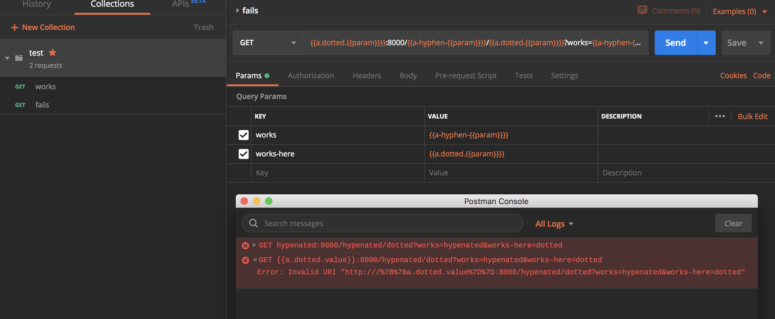 Nested Variable Expansion Doesnt Work With Dots In The Host Only · Issue 7965 · Postmanlabs