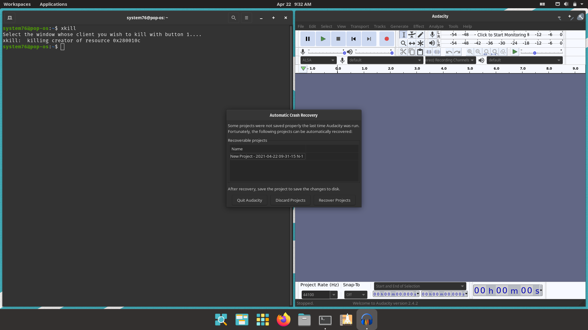 Audacity crash recovery dialogue is missing with Auto-Tiling on · Issue #944 · pop-os/shell · GitHub