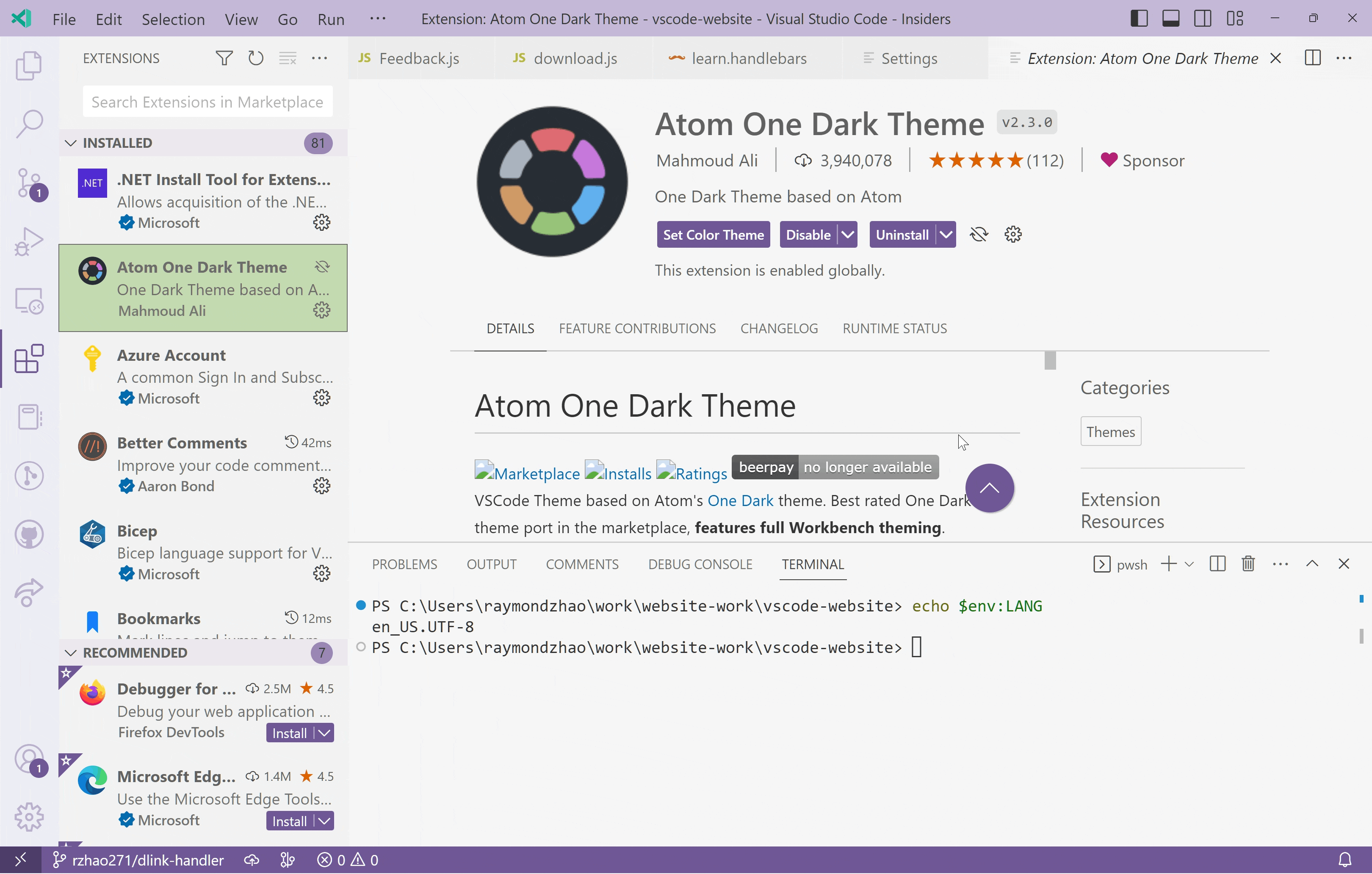 Titlebar Not Updating When Extension Name Gets Longer Issue 171742 