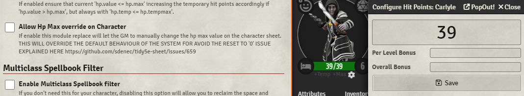 [BUG] PC Character Sheet Hit Points drop to 0 if you don't put something in the override ...