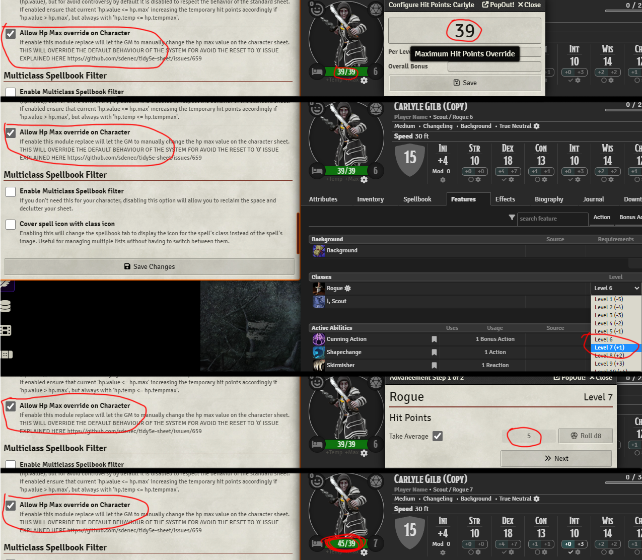 [BUG] PC Character Sheet Hit Points drop to 0 if you don't put something in the override ...