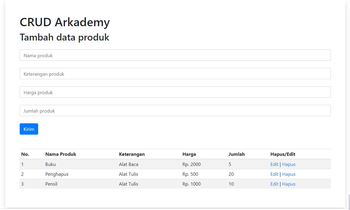 Github Wissenchaftenarkademy Simple Crud Arkademy Exercises 