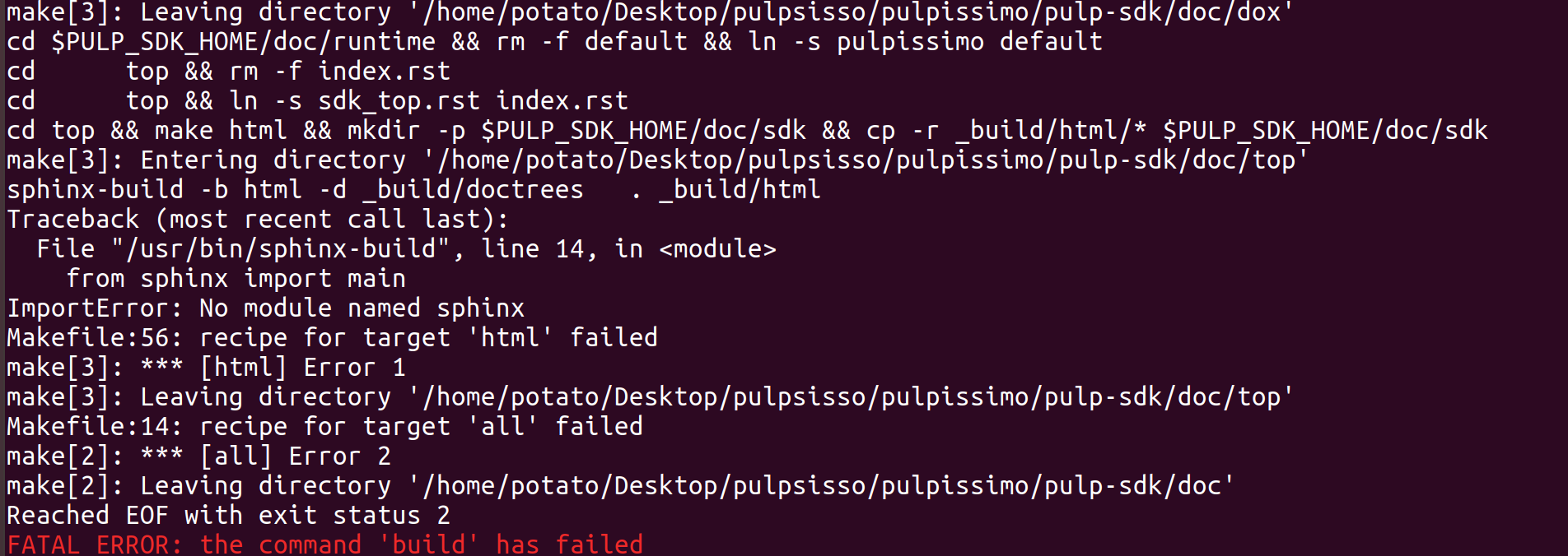 "make build-pulp-sdk" error · Issue #286 · pulp-platform/pulpissimo · GitHub
