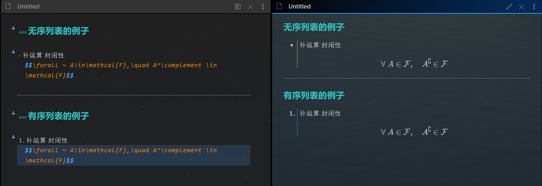 在无序列表下 使用双美元符号插入行间公式. 在预览中 这个公式并不居中. 有序列表下无此问题 · Issue #89 · PKM-er/Blue-Topaz_Obsidian-css · GitHub