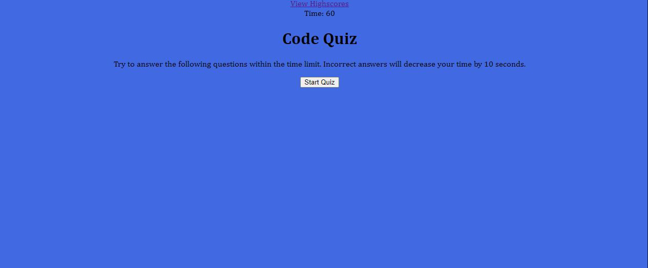 GitHub - sgfiles/Code-Quiz: Making a timed quiz on Javascript fundamentals that also stores high ...
