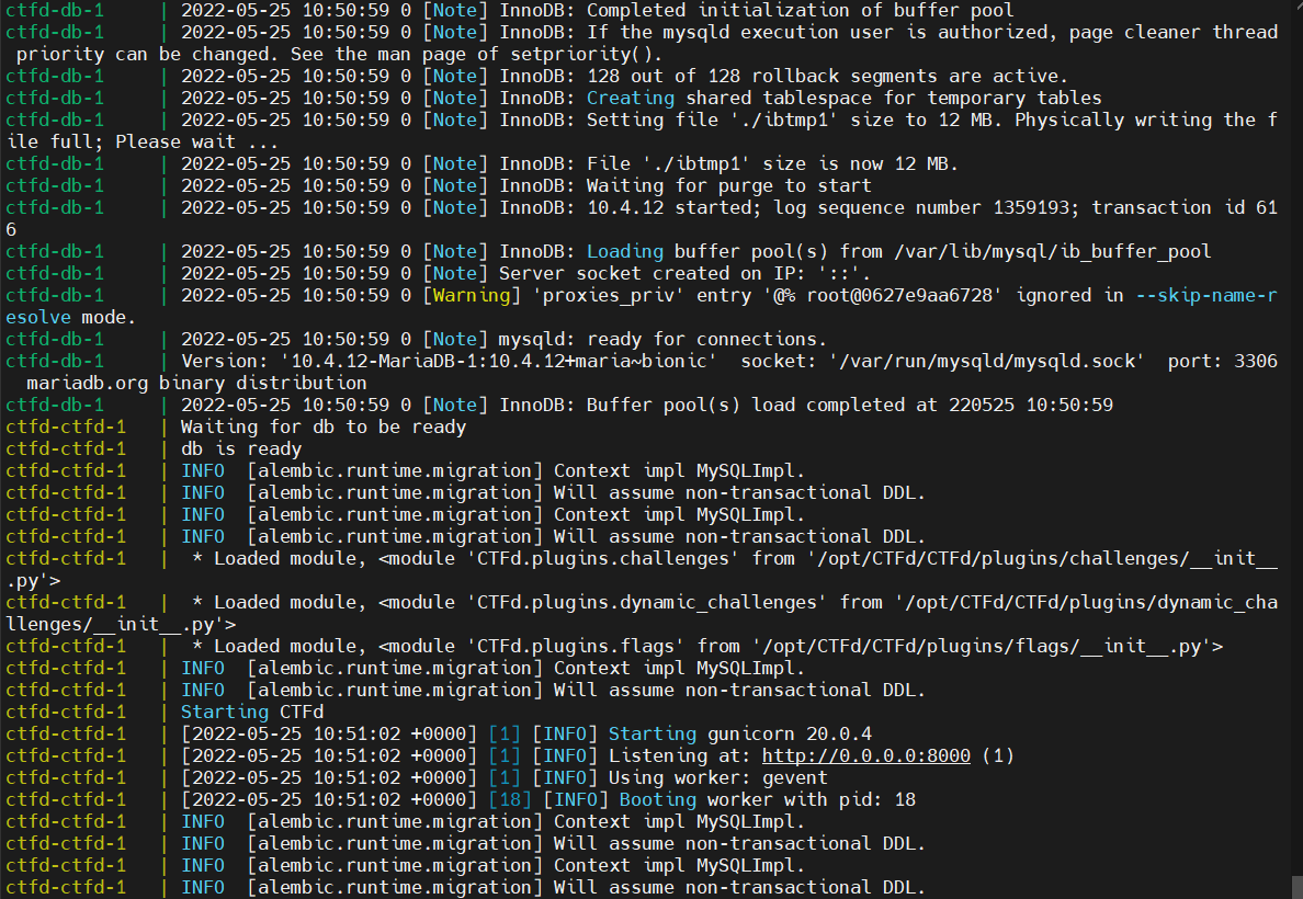 docker compose up - on Will assume non-transactional DDL step hangs ...