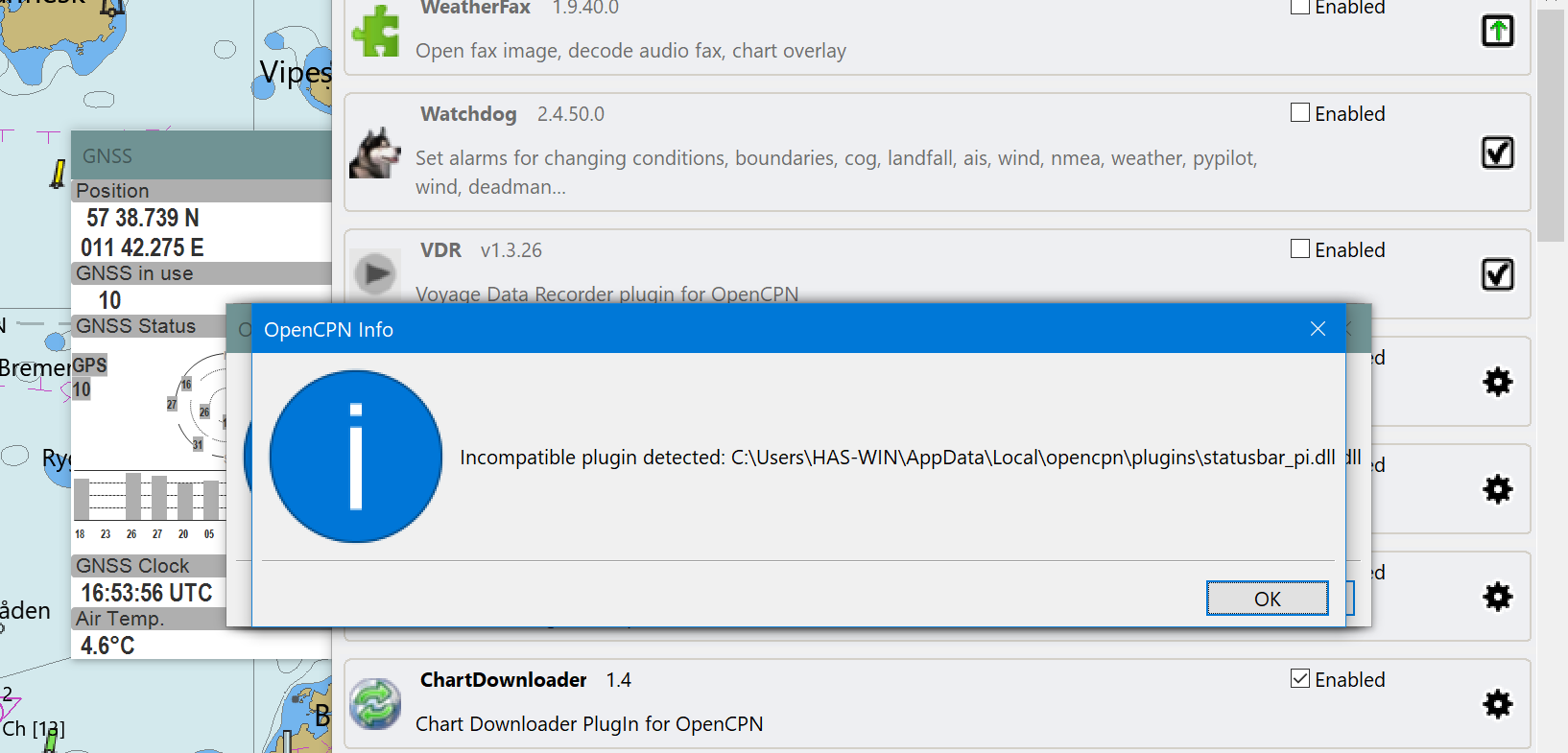 Incompatible plugin message hangs OCPN · Issue #2997 · OpenCPN/OpenCPN · GitHub