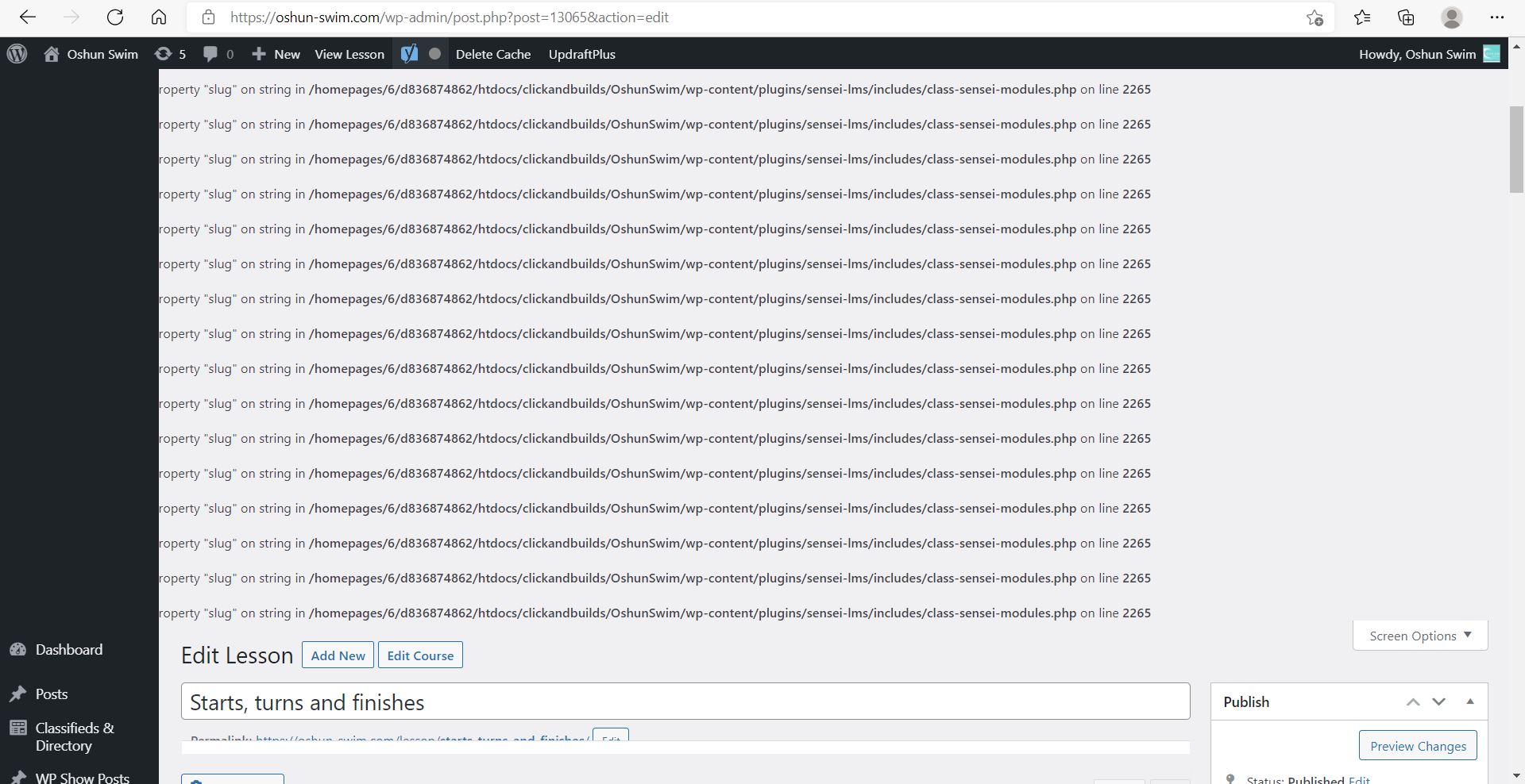 Error text displayed at the top of lesson pages · Issue #4363 · Automattic/sensei · GitHub