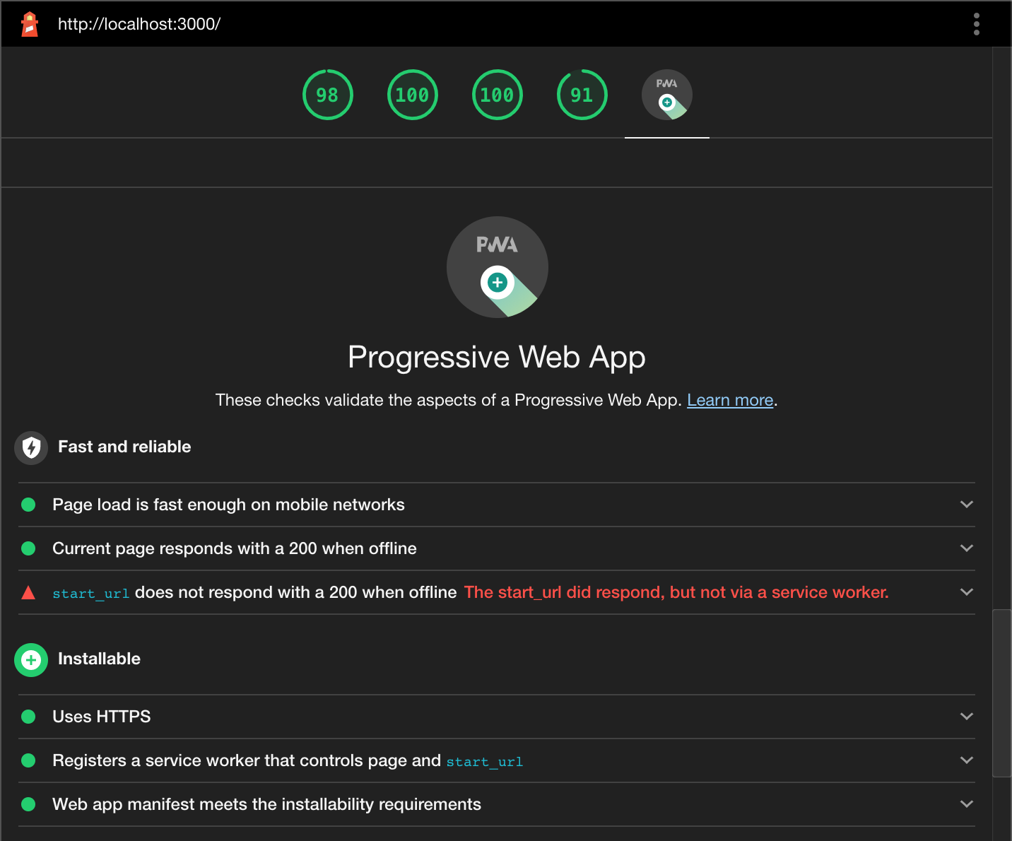 The Starturl Did Respond But Not Via A Service Worker · Issue 108 · Shadowwalkernext Pwa
