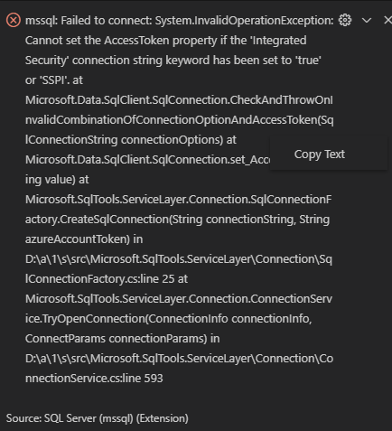 Can't connect to 'localhost' server · Issue #16915 · microsoft/vscode-mssql · GitHub