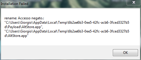[bug] Installation Failed: "rename error" · Issue #980 · altstoreio/AltStore · GitHub