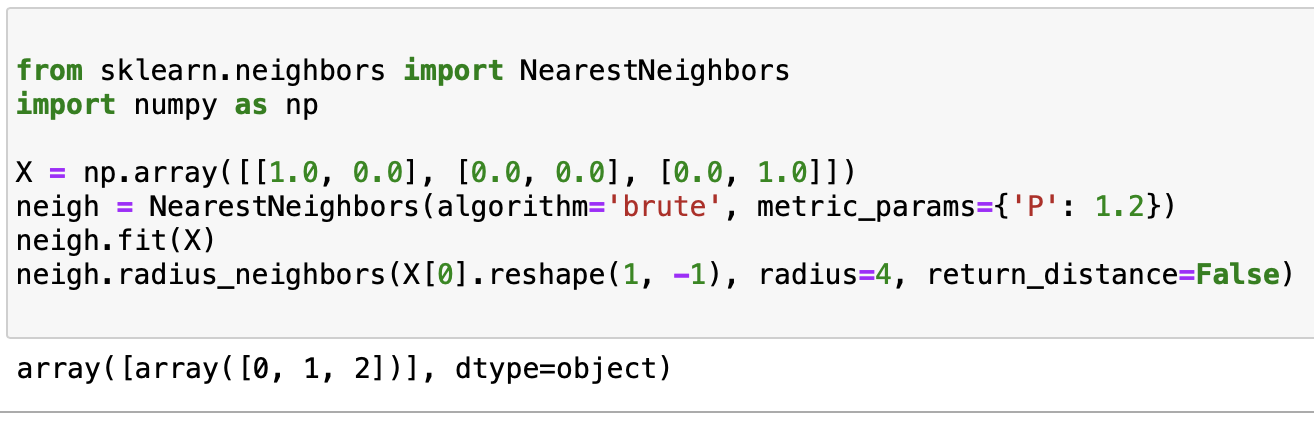 Using `nearestneighbors` With `p