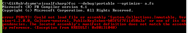 Error when using --debug:portable with fc.exe: 'System.Collections.Immutable, 1.2.0.0" · Issue ...