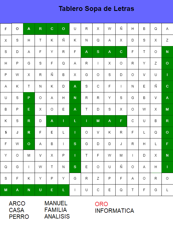 [FEATURE] Se deben saber las palabras a buscar y las ya encontradas en ...