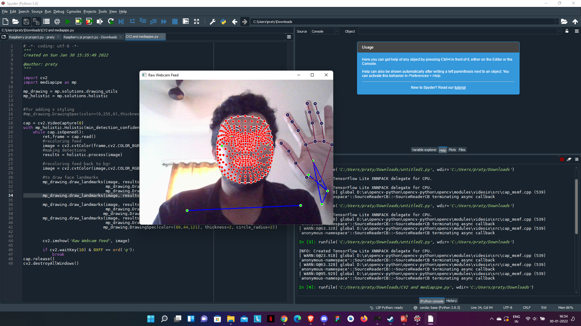 GitHub - pratyushbisht/Face-body-and-hand-detection-: A python program ...