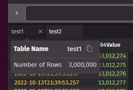 Web console reports incorrect table sizes in panel tab tooltip when table is changing sizes ...