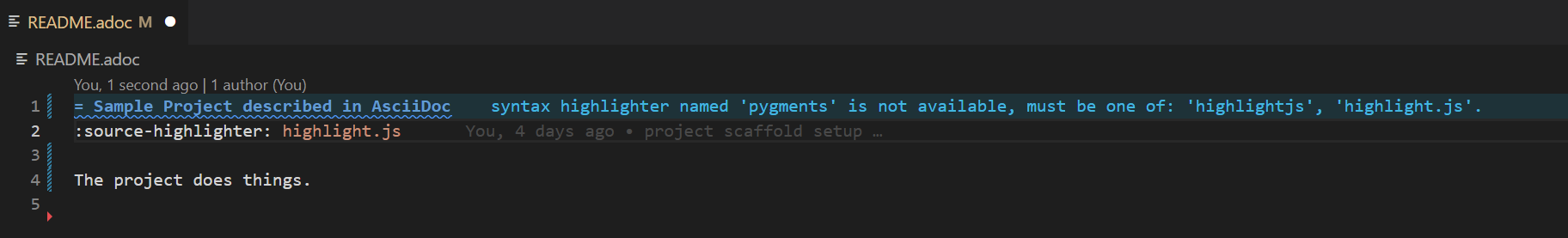 syntax highlighter named 'pygments' is not available, must be one of: 'highlightjs', 'highlight ...
