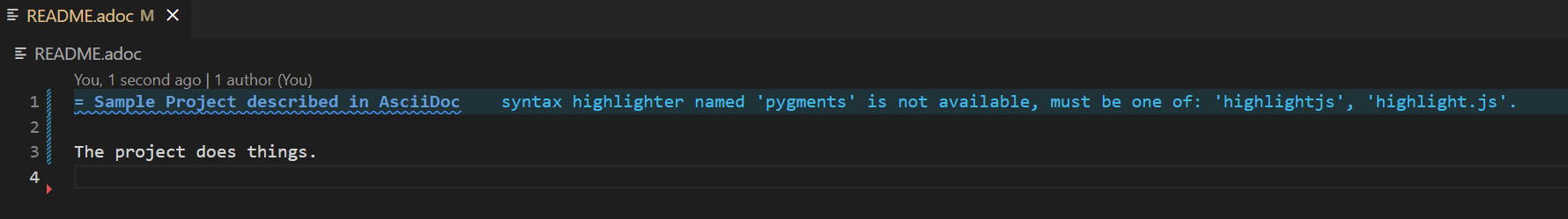 syntax highlighter named 'pygments' is not available, must be one of: 'highlightjs', 'highlight ...