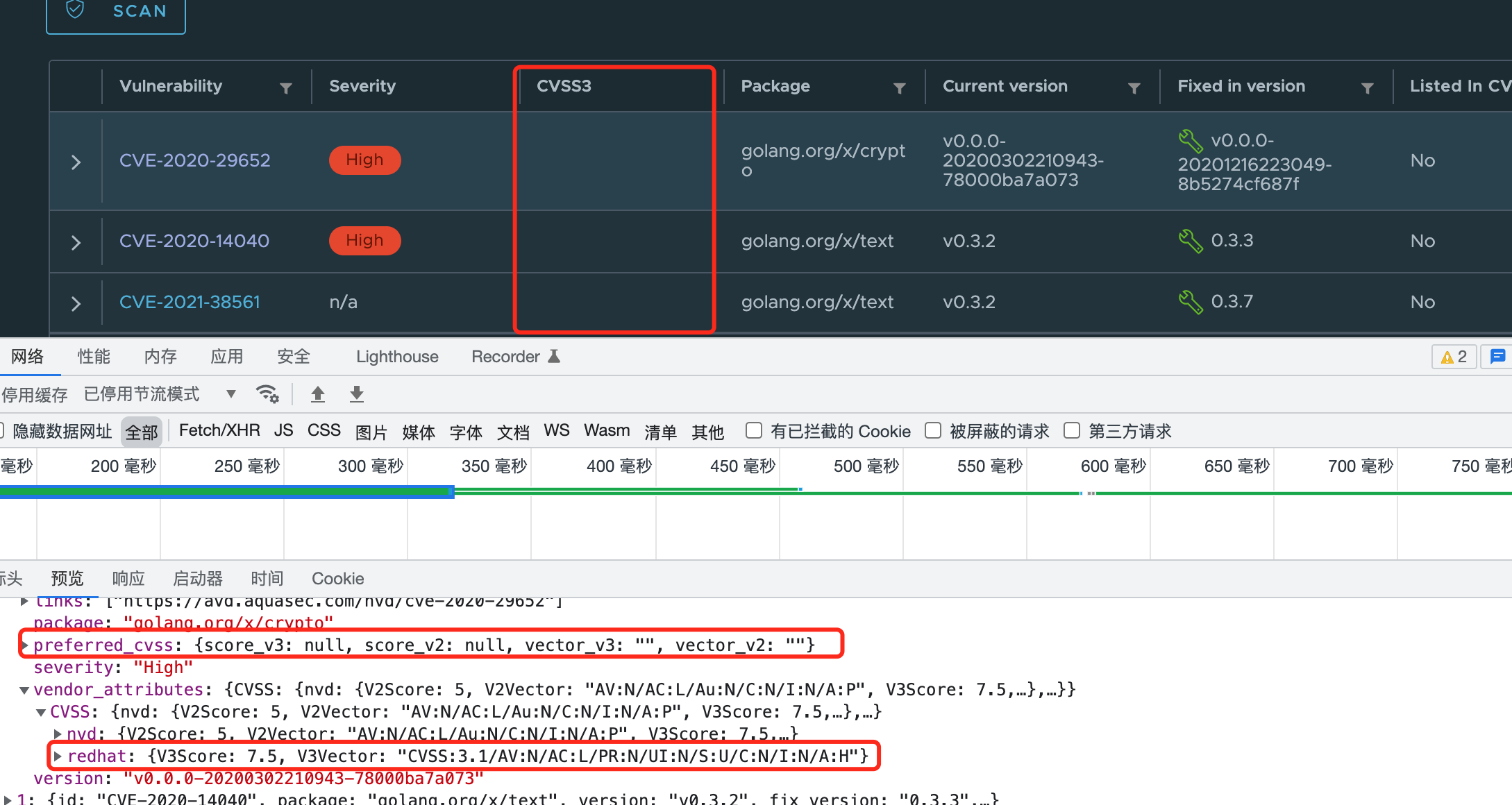 Vulnerabilities page CVSS3 score not showing · Issue #16289 · goharbor/harbor · GitHub