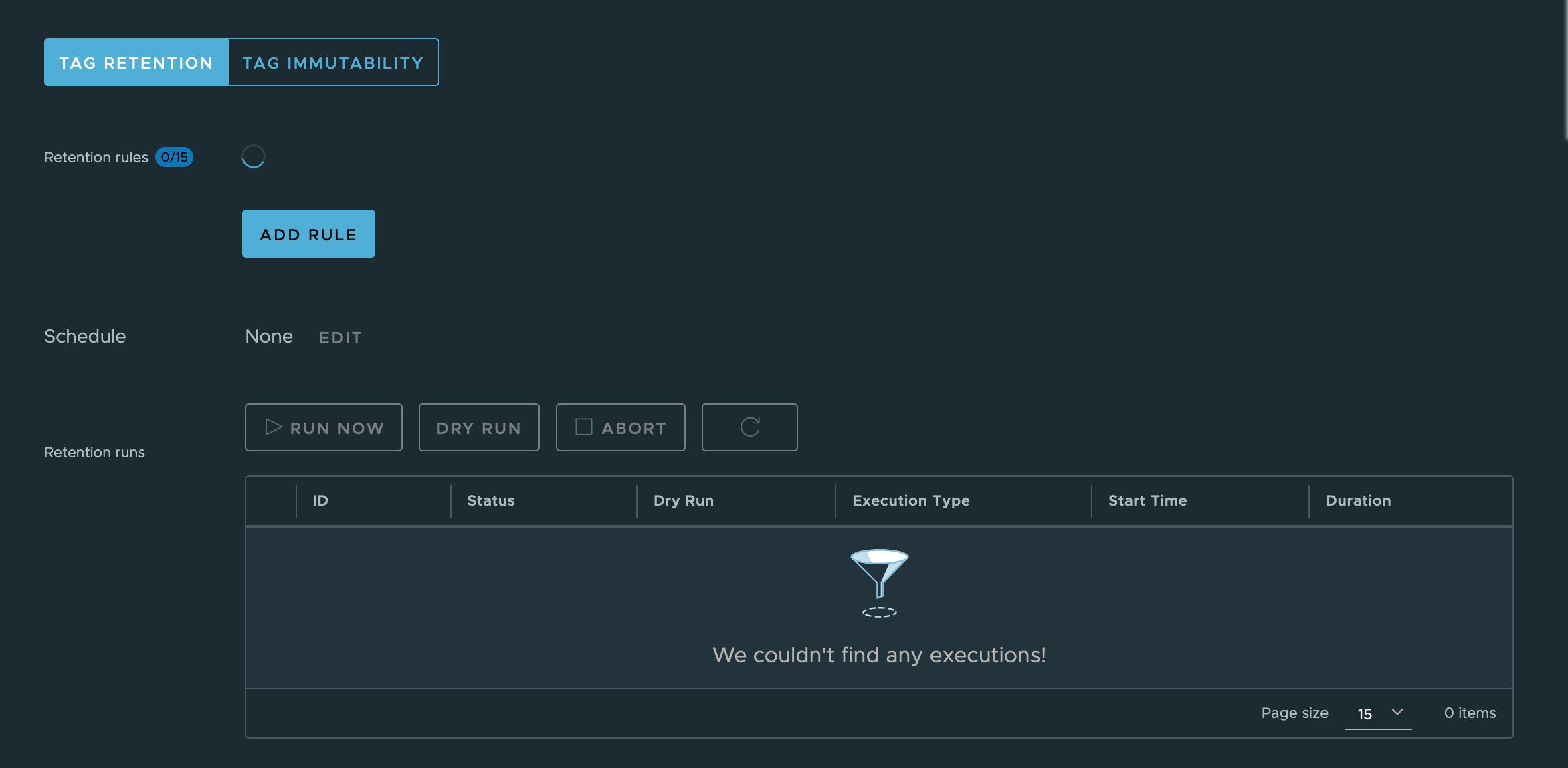 Enable cache: Cannot add Tag Retention rule · Issue #16996 · goharbor/harbor · GitHub