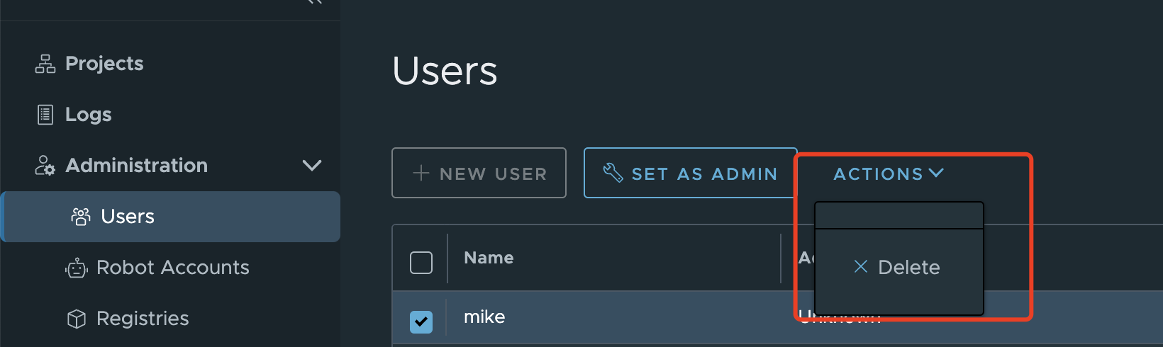 Modify User -> ACTIONS UI · Issue #17229 · goharbor/harbor · GitHub
