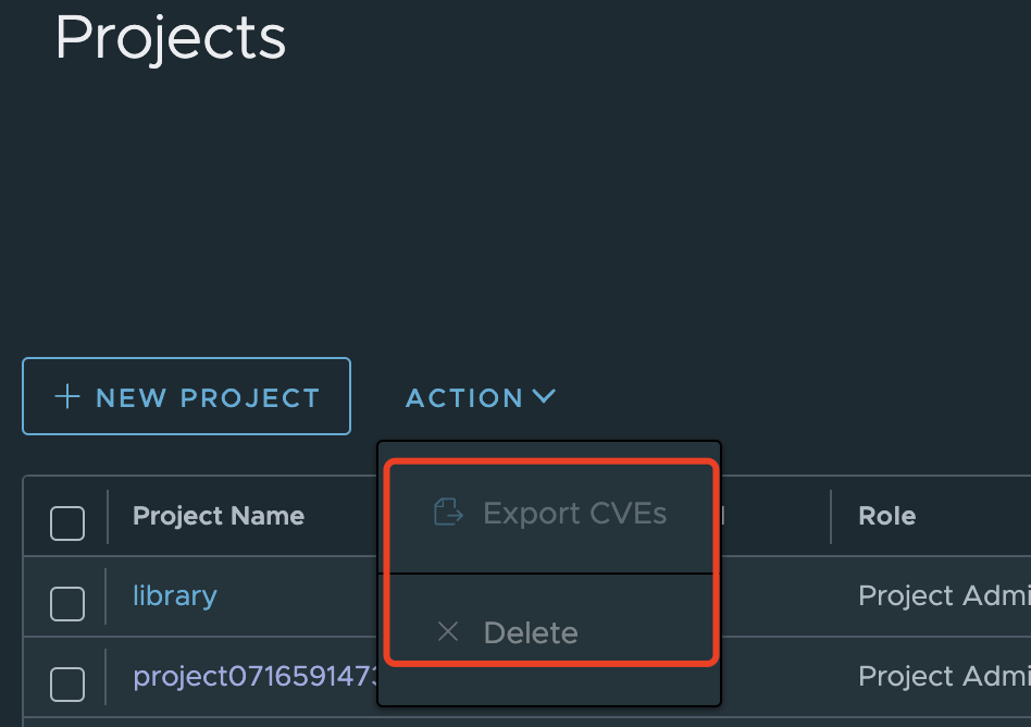 Project page Export CVEs button loading Issue · Issue #17273 · goharbor/harbor · GitHub