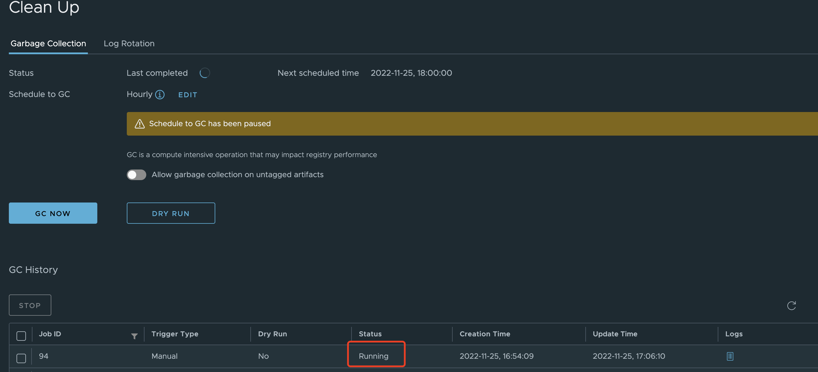 Set the job to PAUSE to trigger the job, and the job status is not ...