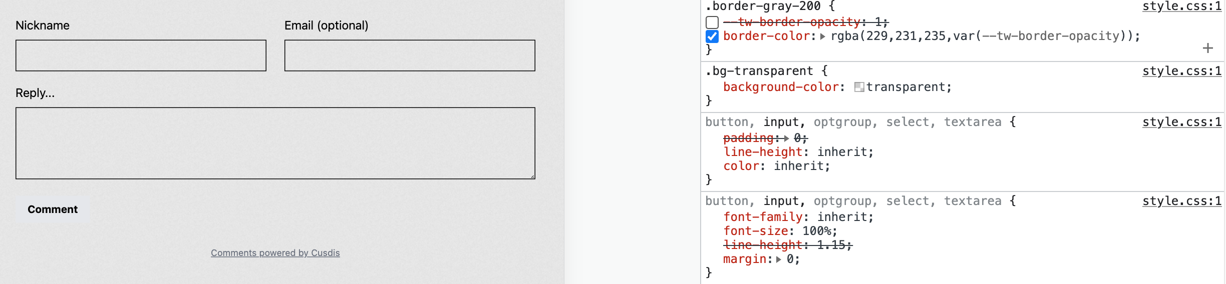 The `--tw-border-opacity: 1` setting causes the border color of the input box to disappear ...