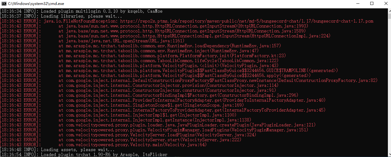 velocity-3.1.1-98启动会有一堆红色报错 · Issue #79 · TrPlugins/TrChat · GitHub