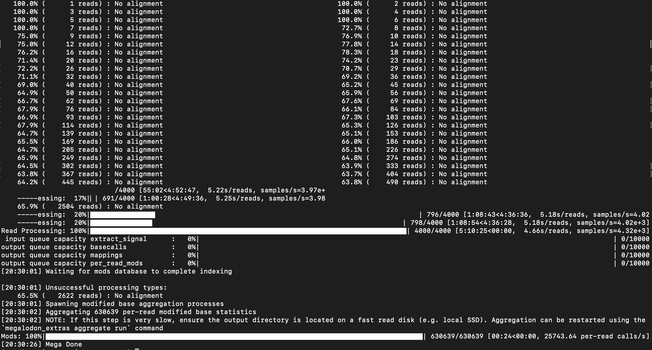 Large percentage of unsuccessful processing types · Issue #138 · nanoporetech/megalodon · GitHub