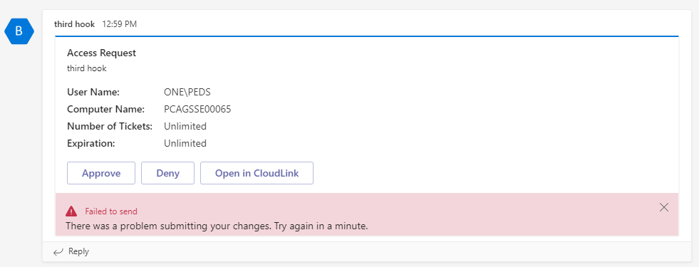 Creating a new Incoming Webhook for ActionCard is randomly unsuccessful ~7 out of 10 times ...