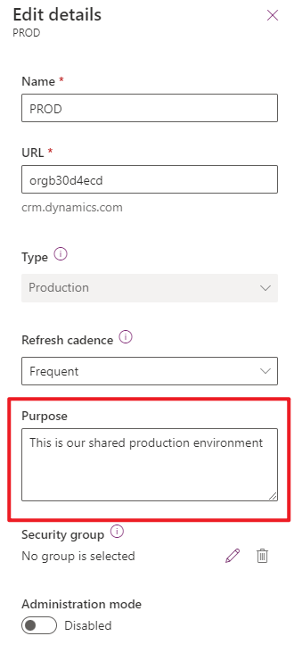 [CoE Starter Kit - Feature]: Capture Environment's purpose (description ...