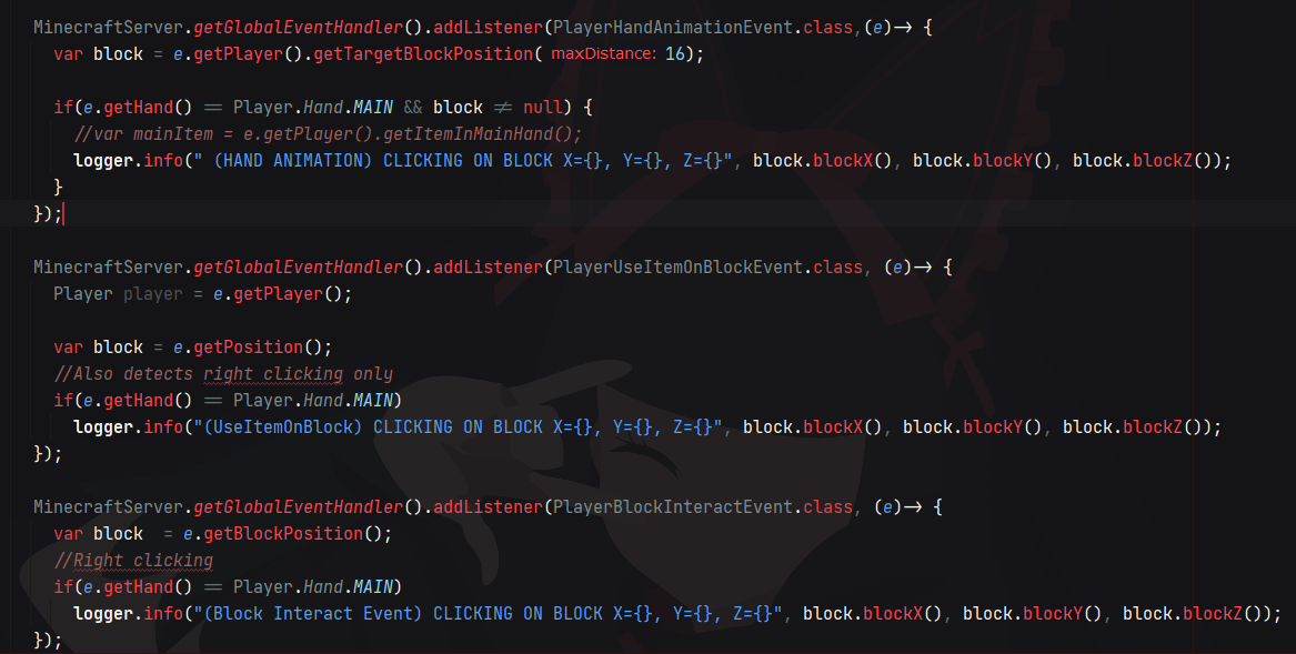 Detecting right or left click on a block · Minestom Minestom · Discussion #1790 · GitHub