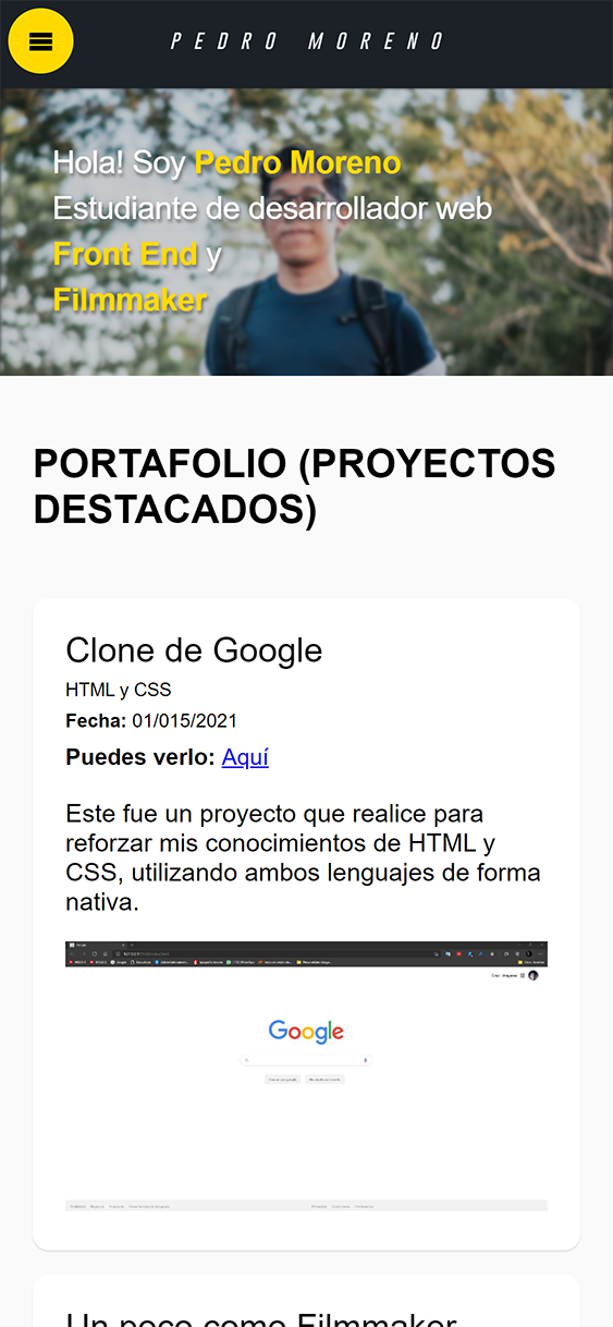GitHub - pdromoreno7/Portafolio-one: 🧑💻🎥 Esta página la realicé para fortalecer mis ...