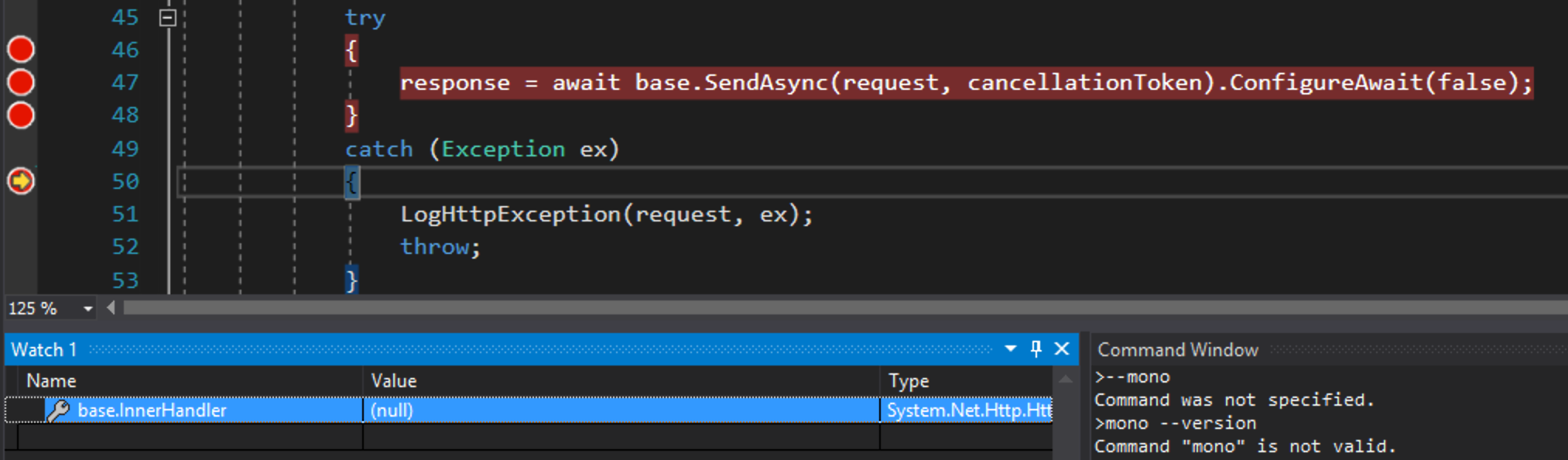Awaiting Delegatinghandler Basesendasync Throws A Null Exception · Issue 8142 · Monomono · Github 