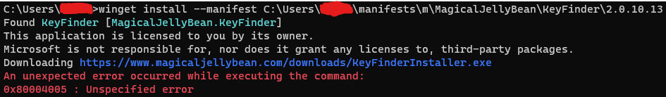 Issue when trying to create a manifest · Issue #1124 · microsoft/winget-cli · GitHub
