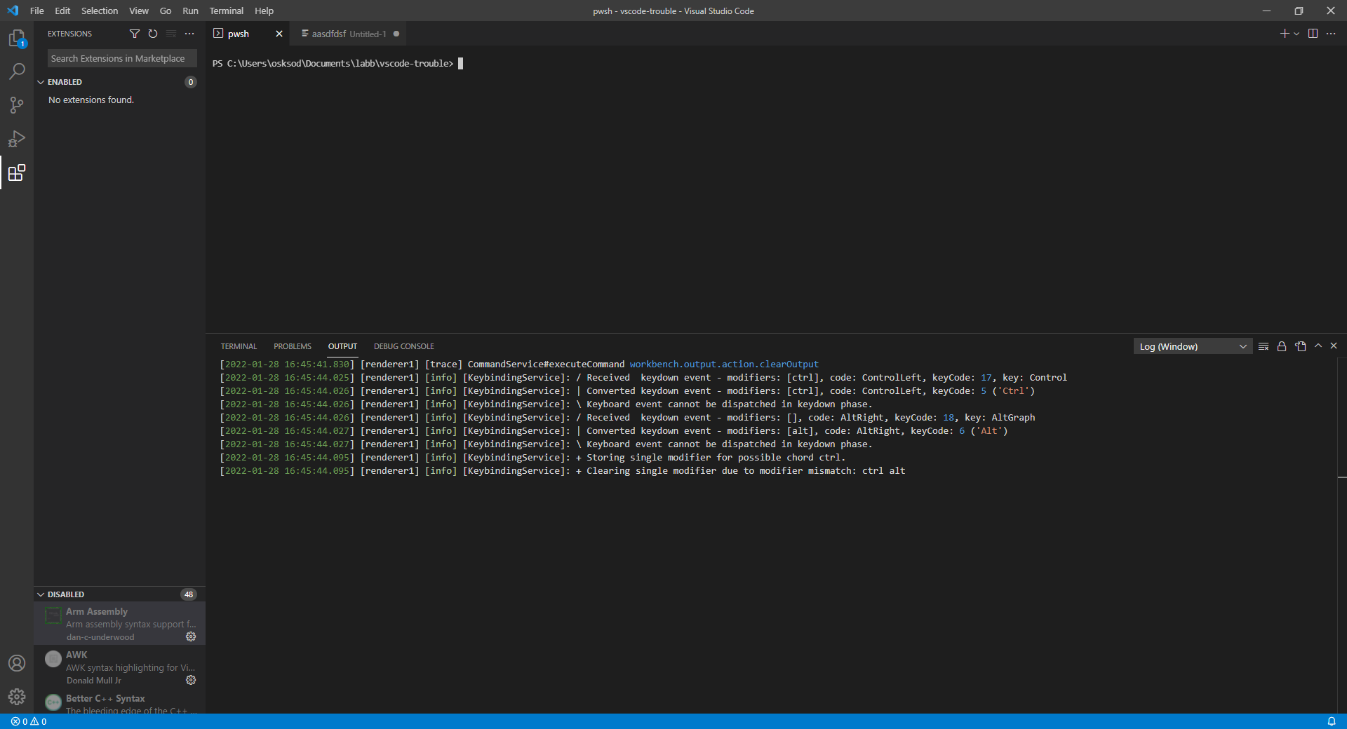 AltGr keypress makes me press Home twice in Terminal for effect ...